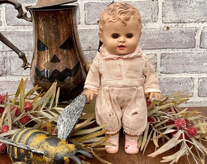 Creepy Halloween Doll! Antique Doll! Pretty in Pink! - Etsy