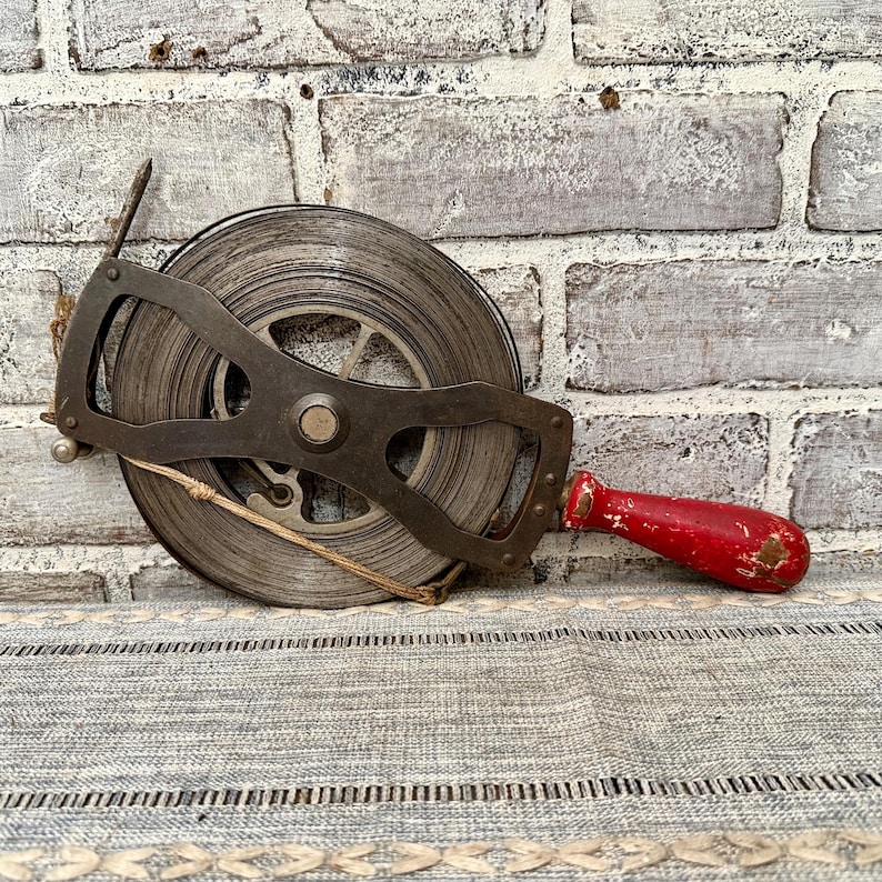 Lufkin Steel Surveyor's Tape Measure: Vintage Tool With Red Wooden ...