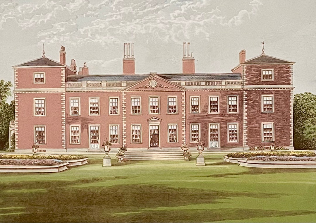 Euston Hall! Suffolk, England! Framable Antique Chromolithograph ...