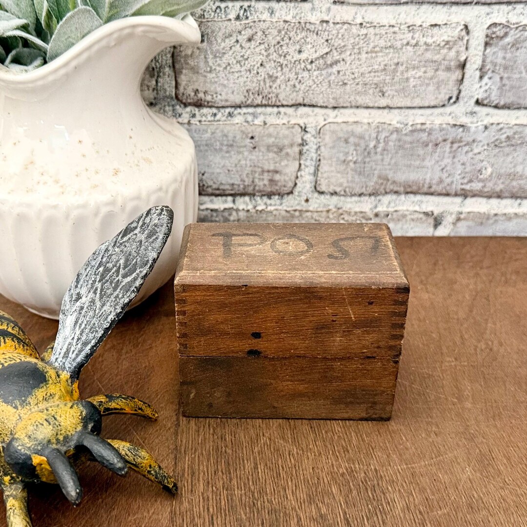 Antique Wooden Stamp Storage Box: Dovetail Corners, Industrial Decor - Etsy