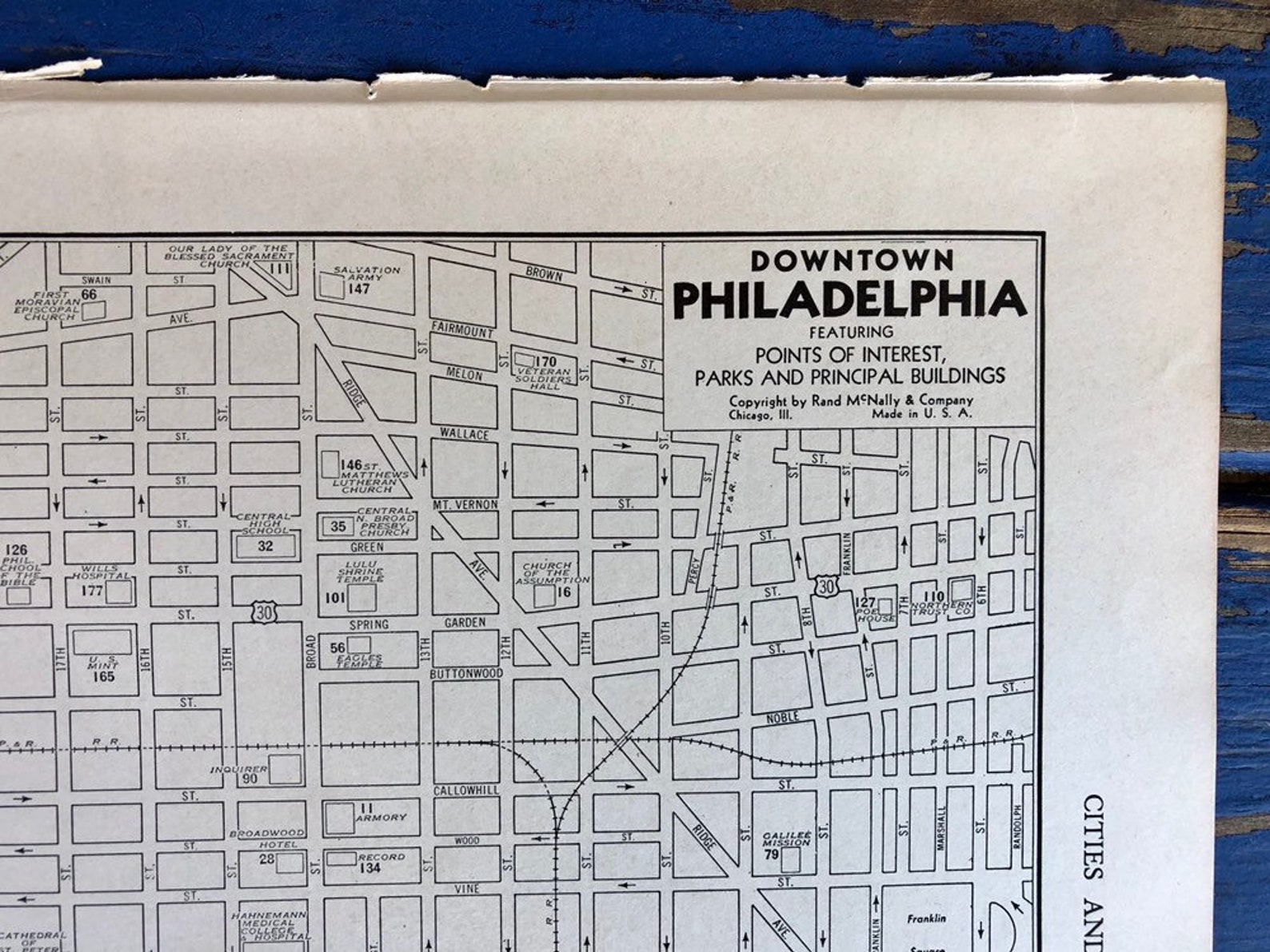 1930's Philadelphia Map: Black & White Antique City Print - Etsy