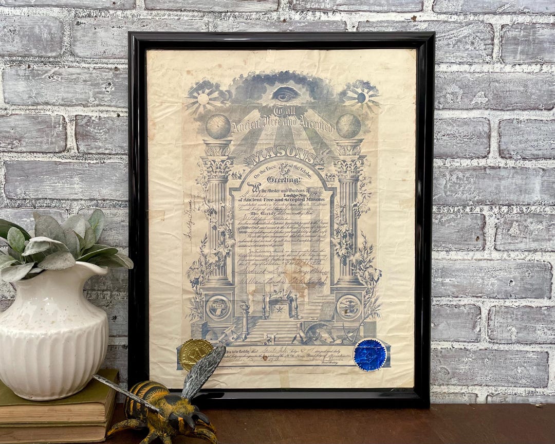 Framed Mason’s Certificate! 1974 Freemason Masonic Degree Certificate ...