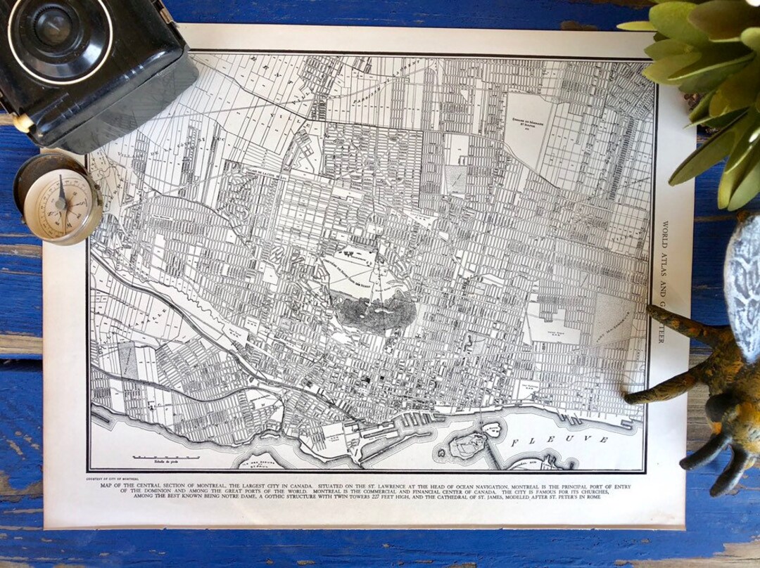 1930s Montreal Canada Map: Black & White Antique City Atlas Print - Etsy