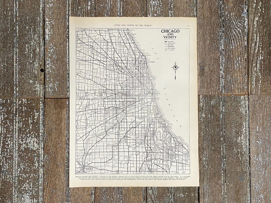 1930s Chicago Vicinity Map: Antique Black & White City Atlas - Etsy