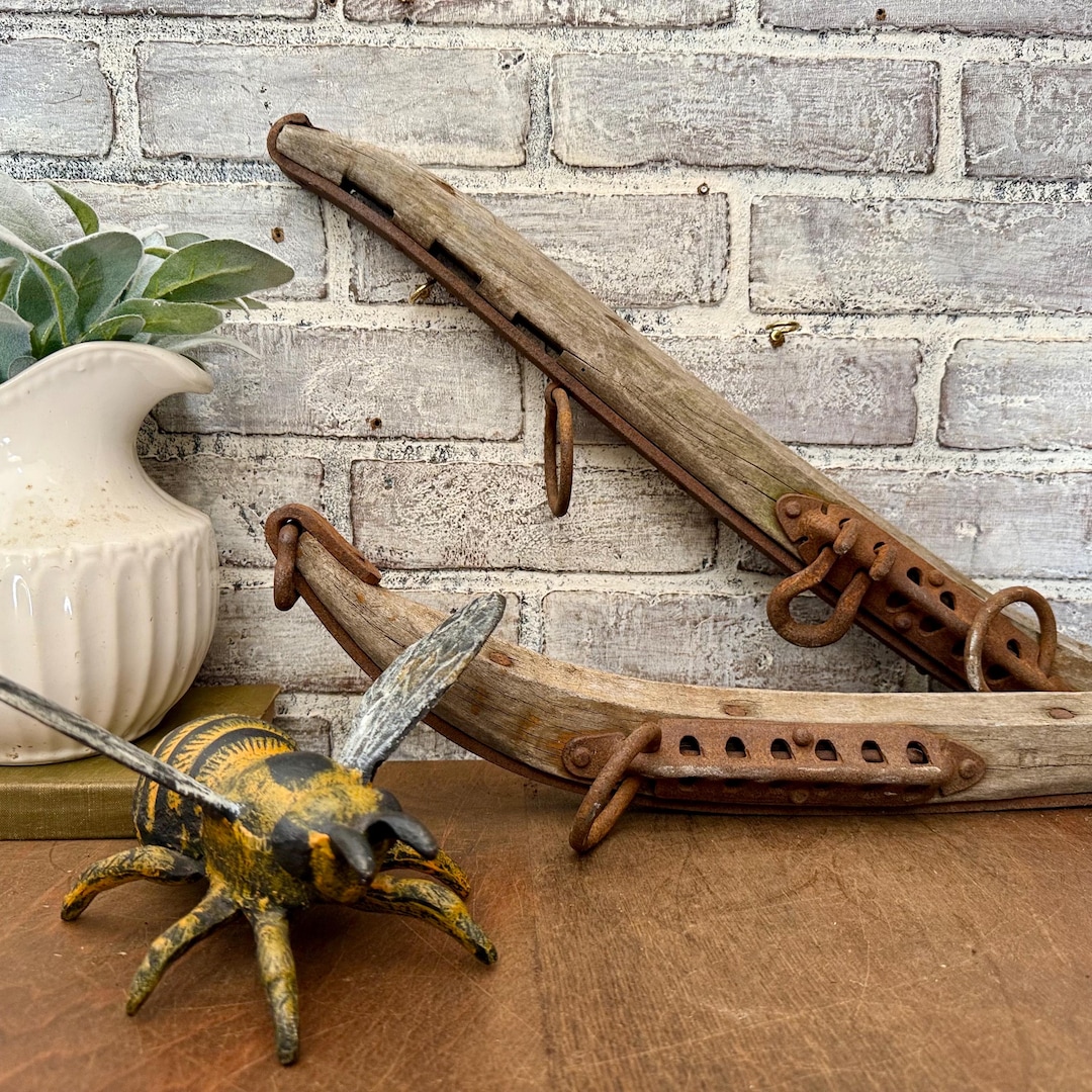 Antique Wood and Cast Iron Horse Hames Pair – 25 Aged Patina Gear - Etsy
