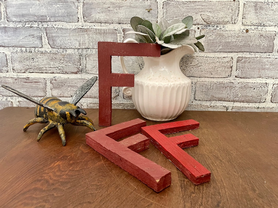 7 Red Wood Letter F Vintage Alphabet Decor - Etsy