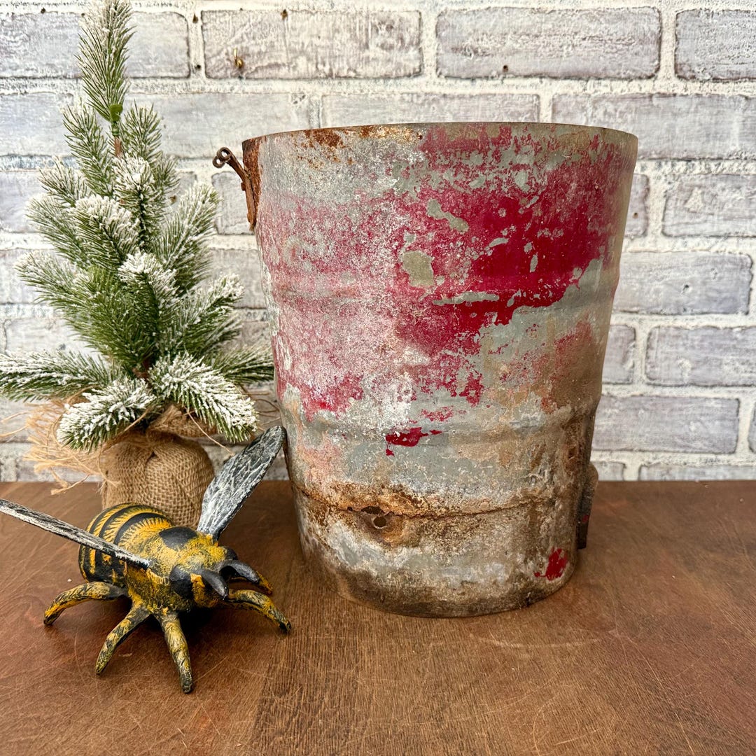 Antique Cole Planter Seed Hopper Bucket! Red Metal Planter! Christmas ...