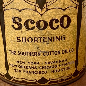 Art Deco Style Scoco Shortening Can! 8 Pound! Retro Kitchen! Neutral ...