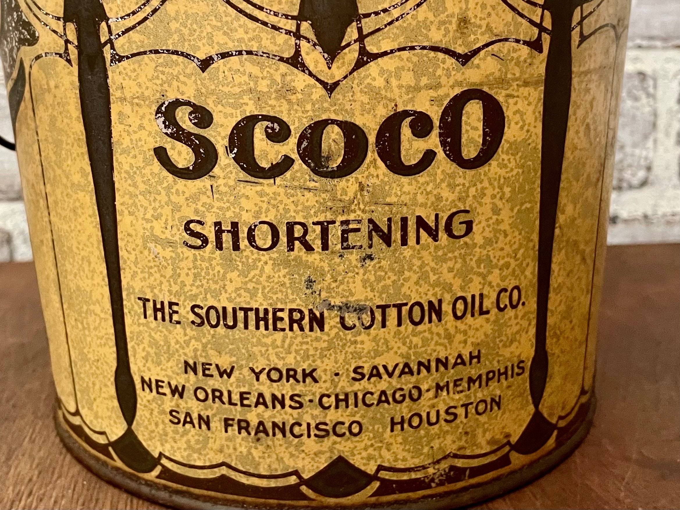 Art Deco Style Scoco Shortening Can! 8 Pound! Retro Kitchen! Neutral ...