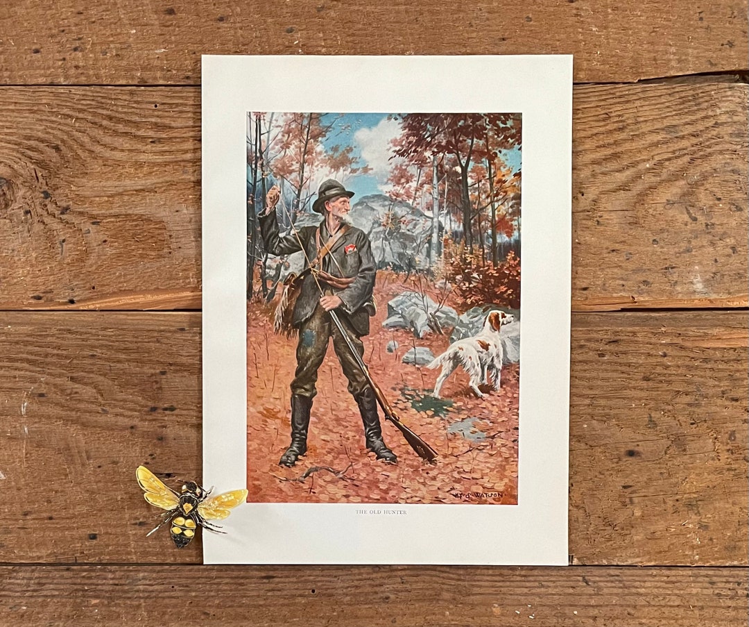 1910 "the Old Hunter" Lithograph Print: Hunting Dog Cabin Decor - Etsy