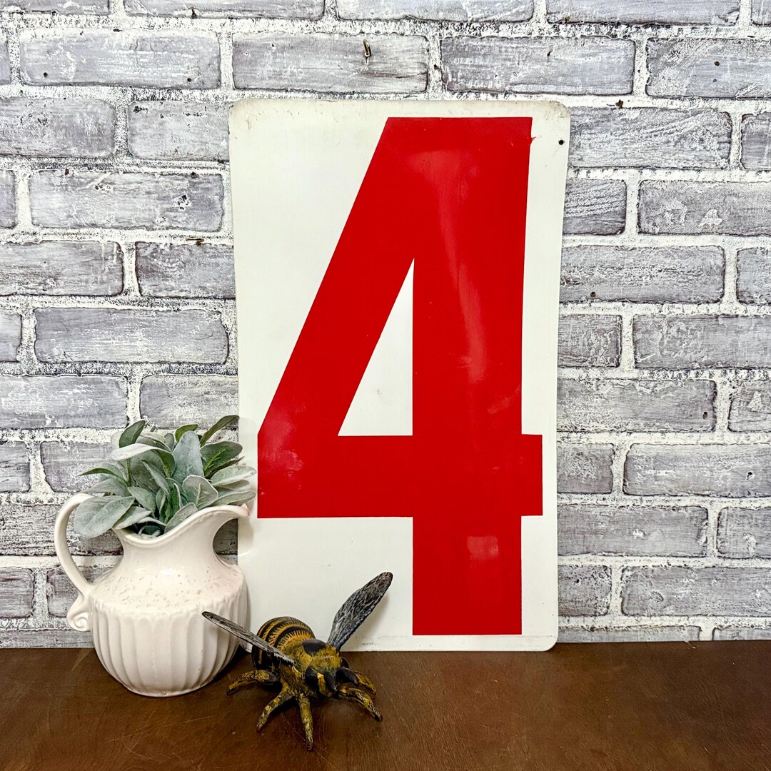 Two-sided Metal Gas Station Sign: Red & White Number Decor, Man Cave - Etsy