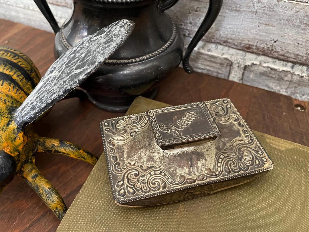 Victorian Repousse Ink Blotter With Stamp Holder Antique Office Ornate ...