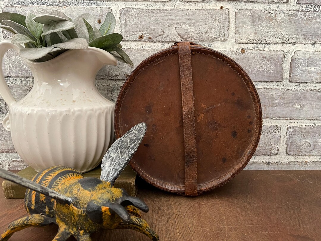 Victorian Era British Leather Collar Box Antique Stitched Leather ...