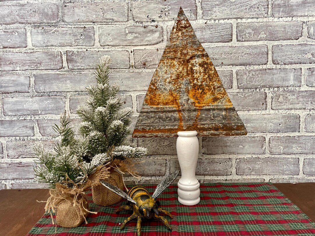 Repurposed Tin Christmas Tree: Salvaged Antique Metal Tile, Farmhouse ...