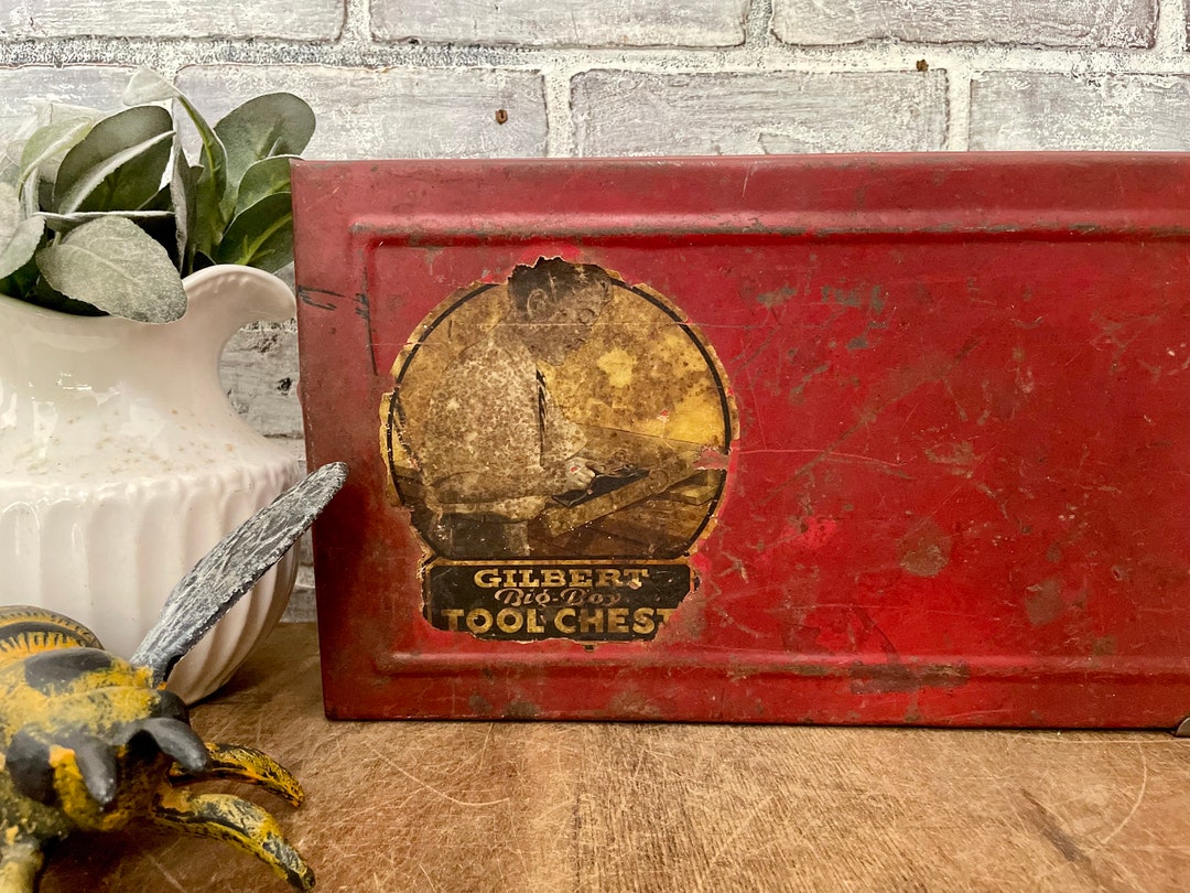 Gilbert’s Big Boy Tool Chest! Red Vintage Metal Child’s Toolbox! - Etsy
