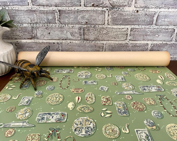 1955 Varlar Vintage Wallpaper! Architectural Salvage! Retro Green Wall ...