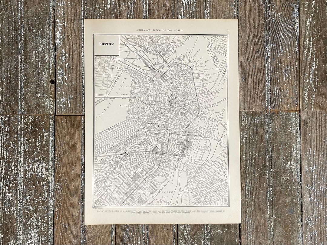 1930s Boston City Map: Antique Black & White Atlas Print - Etsy