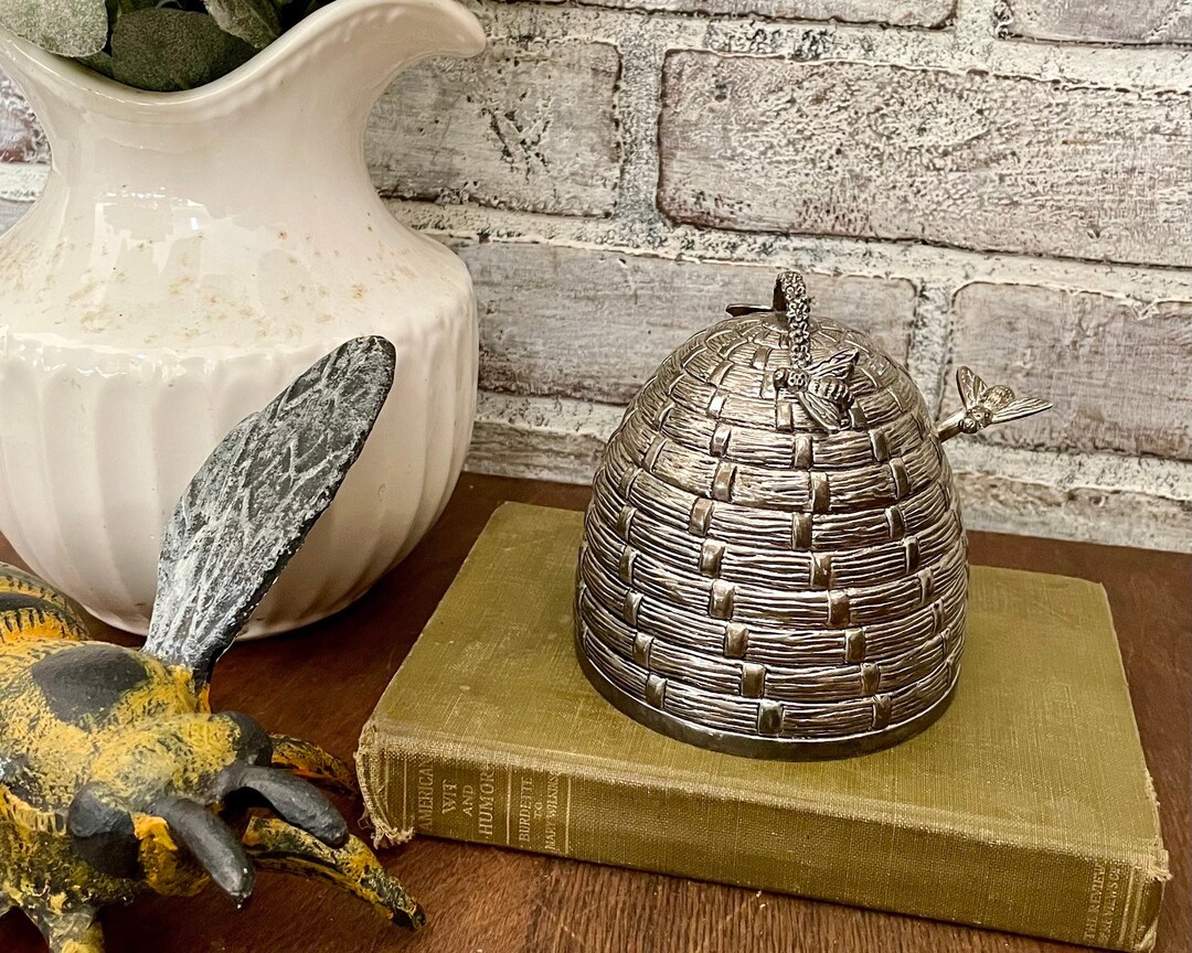 Adorable Vintage Godinger Silver Plate Honey Pot With Glass Pot Insert ...