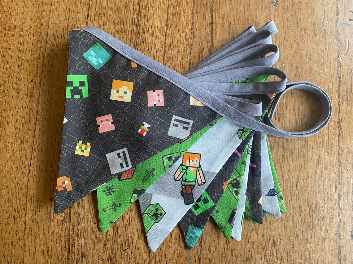 Minecraft Bunting fabric banner garland gift party | Etsy