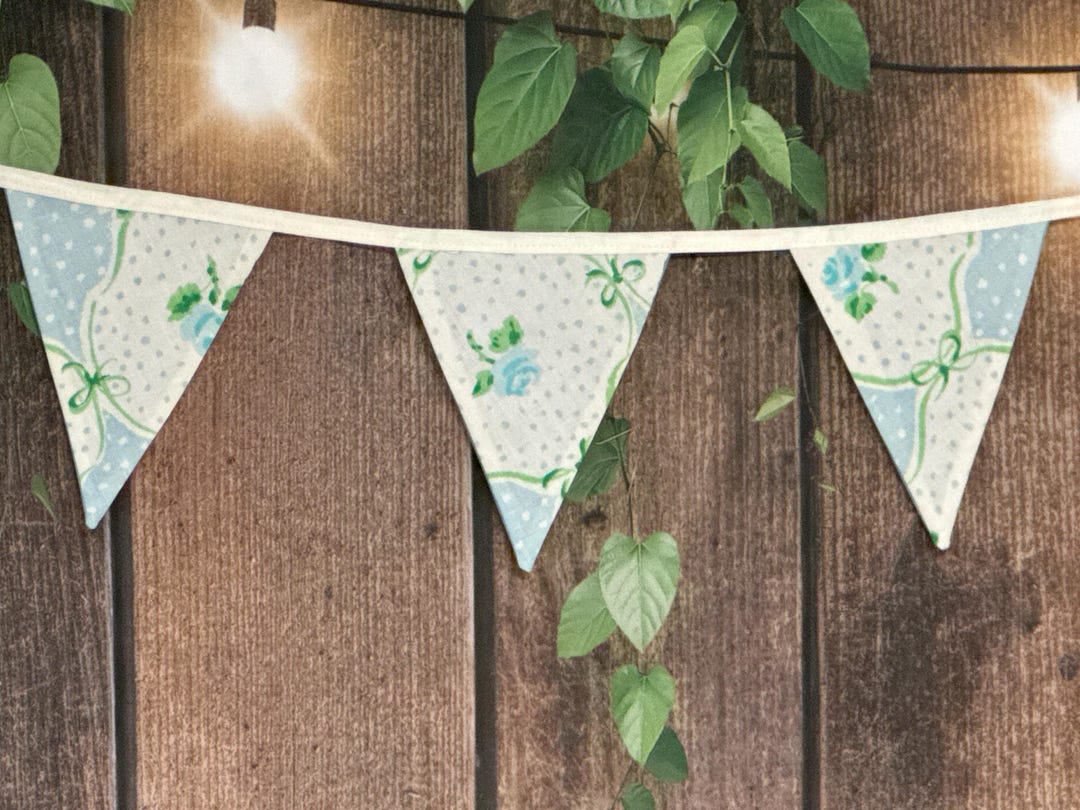 Vintage Floral Rustic Farmhouse Flag Pennant Bunting Garland Banner ...
