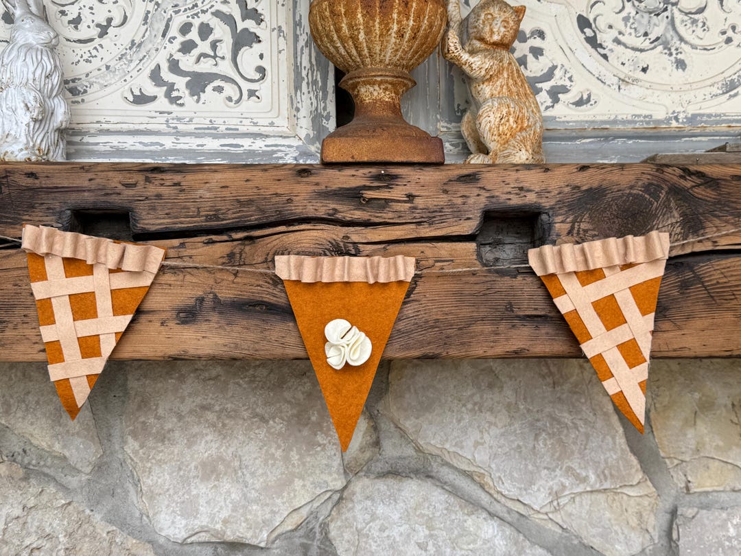 Rustic Country Felt Pumpkin Pie Pennant Garland Banner | Autumn Fall ...