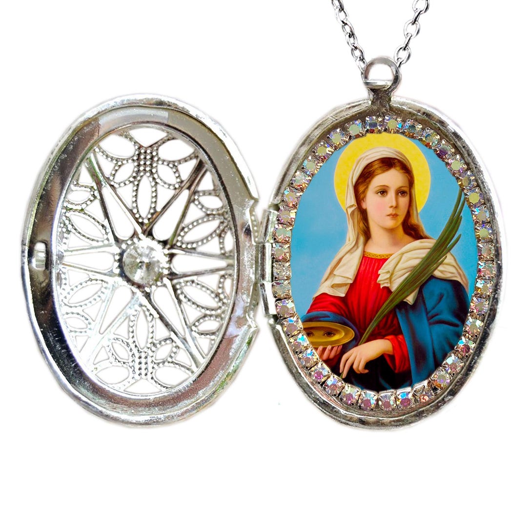 Saint Lucy of Syracuse Locket Necklace; Patronage of the Blind, Writers ...