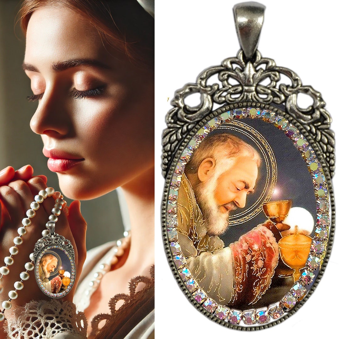 Heavenly Guardian Saint Padre Pio Rosary With Victorian Medallion ...