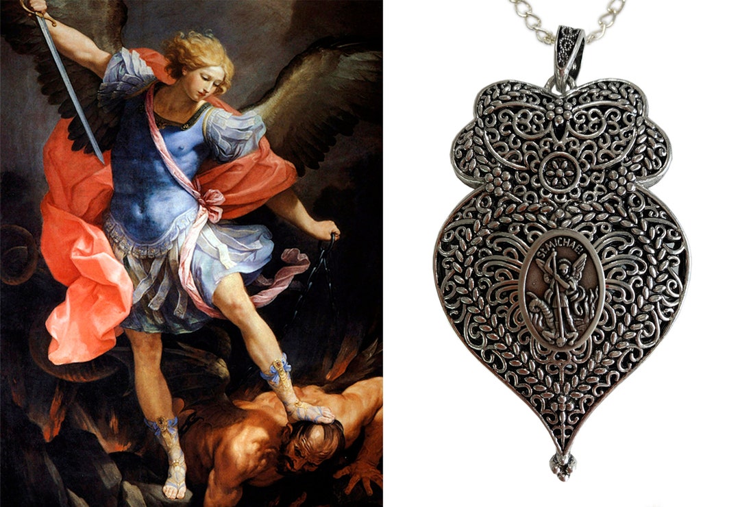 Heart of St. Michael Archangel, Saint Michael pendant, St Michael charm ...