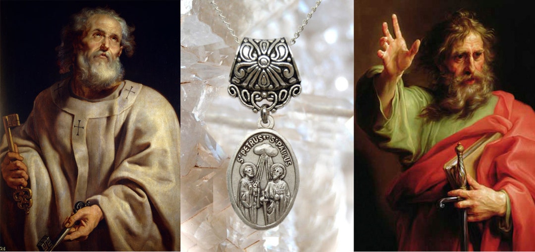 Saint Peter and Saint Paul, Charm Necklace Catholic Christian Religious ...