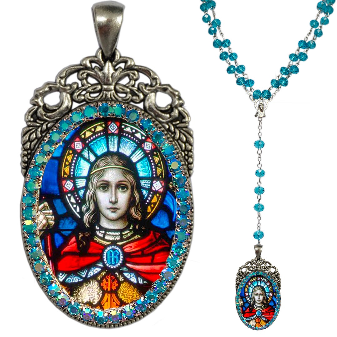 Saint Joan of Arc Victorian Rosary Necklace - Protector of Warriors and ...