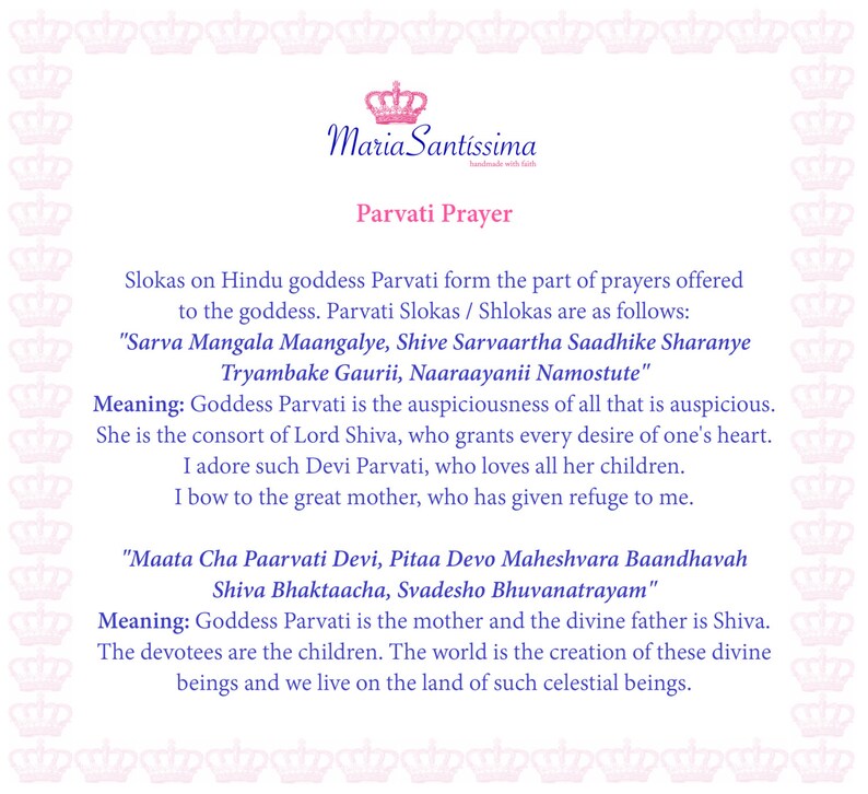 Goddess Parvati Handmade Necklace Hindu Devotion Jewelry Medal Pendant ...