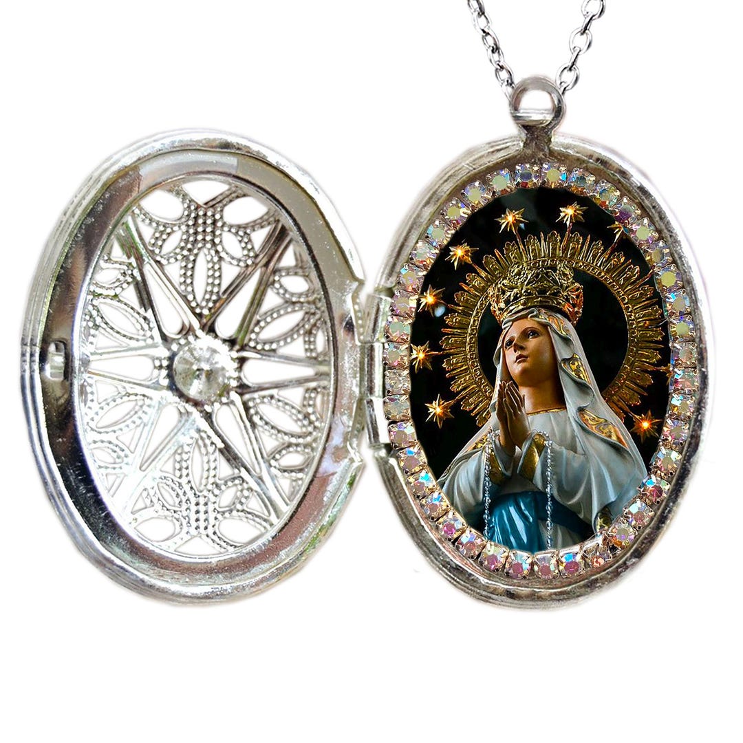 Our Lady of Lourdes Locket Necklace; Patron Saint of the Sick People ...