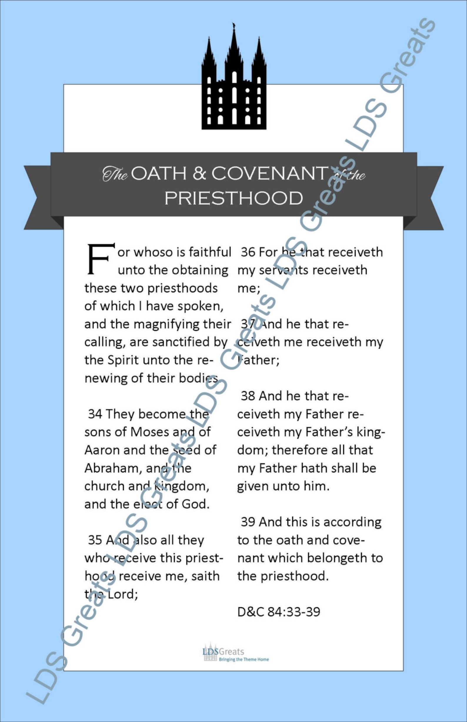 Oath & Covenant of the Priesthood POSTER LDS - Etsy