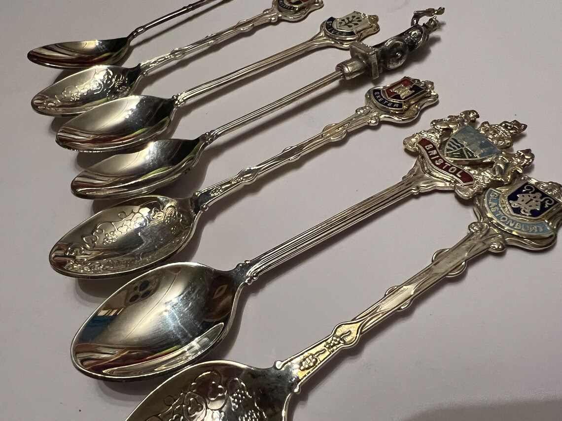 Collection of Silver-plate Souvenir Spoons GT Britain British Spoons ...
