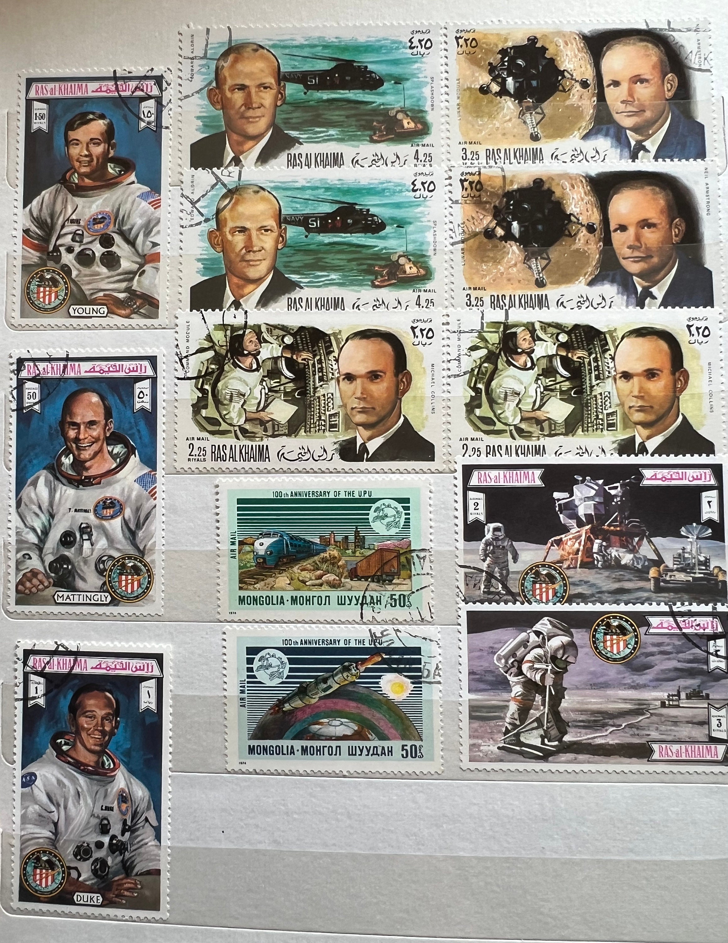 Stamp Collection 13 Postage Stamps Space Astronauts Apollo Moon Landing ...
