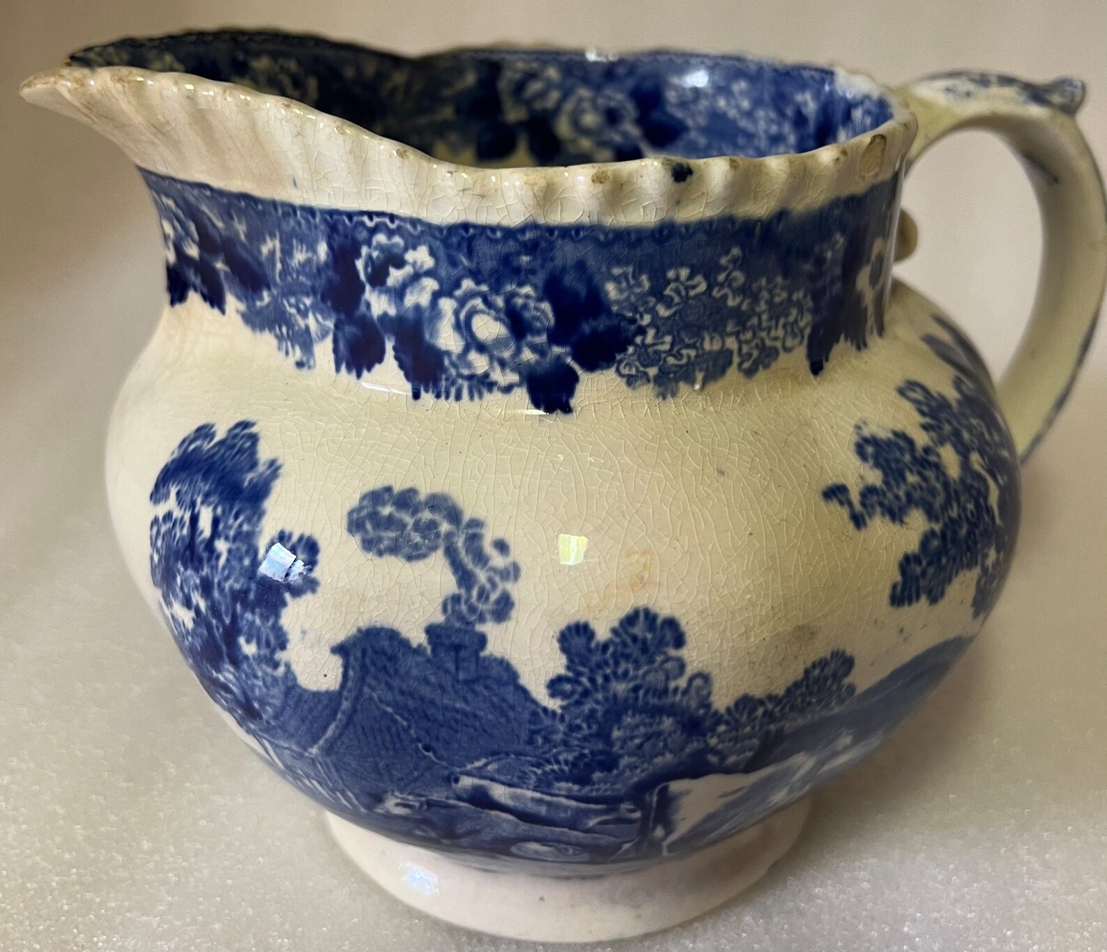 Antique Adams Blue White Jug 1890s 1920s Cattle Scene Vintage Prop ...