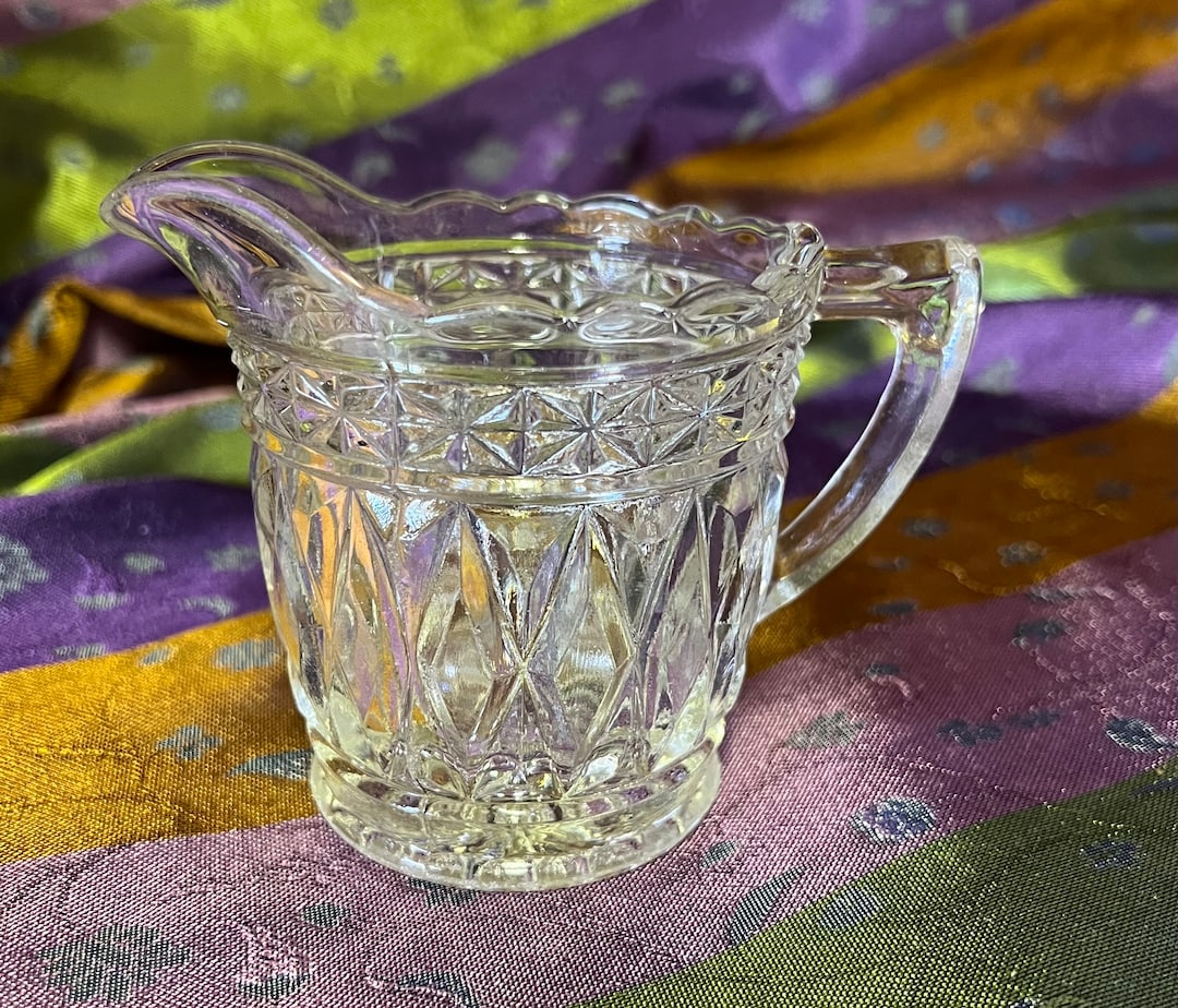 Vintage Glass Milk Jug Glass Milk Jug Glass Creamer Vintage Creamer ...