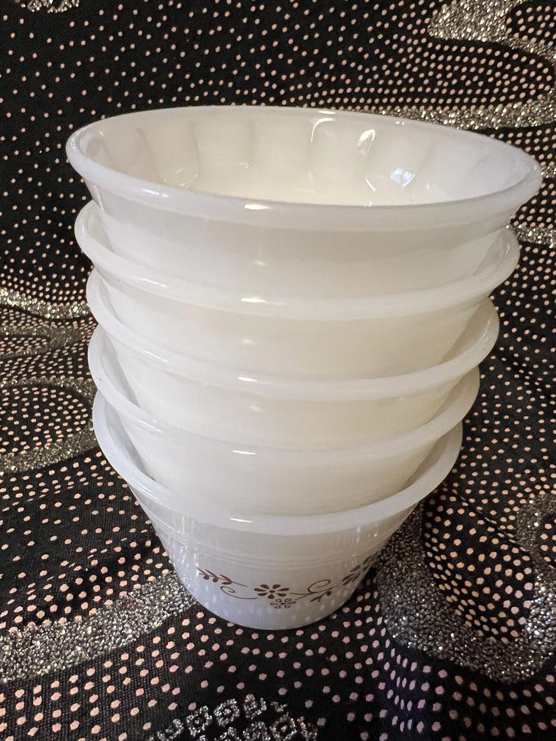 Termocrisa Milk Glass Bowls Set of 5 Glass Bowls Custard Bowls Jelly ...