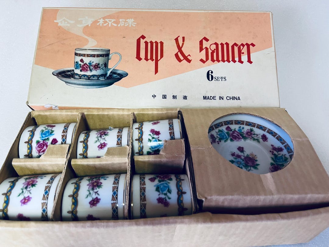 Tiny Tea Cups and Saucers Original Boxed Vintage New 12 Piece Set ...
