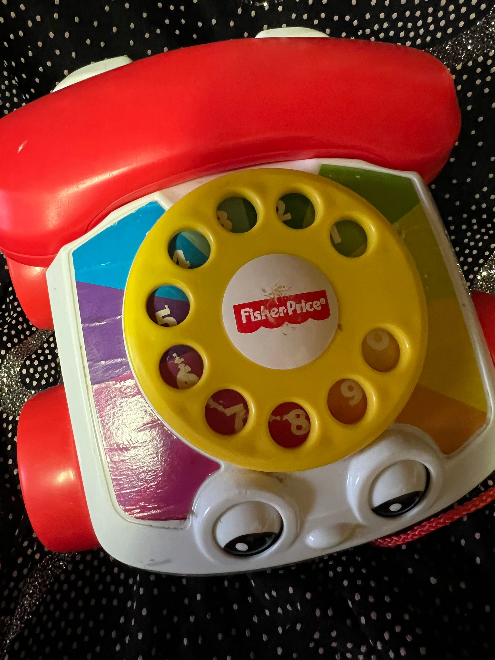 Vintage Fisher Price Pull Toy Telephone: Preschool Dial Phone on Wheels ...