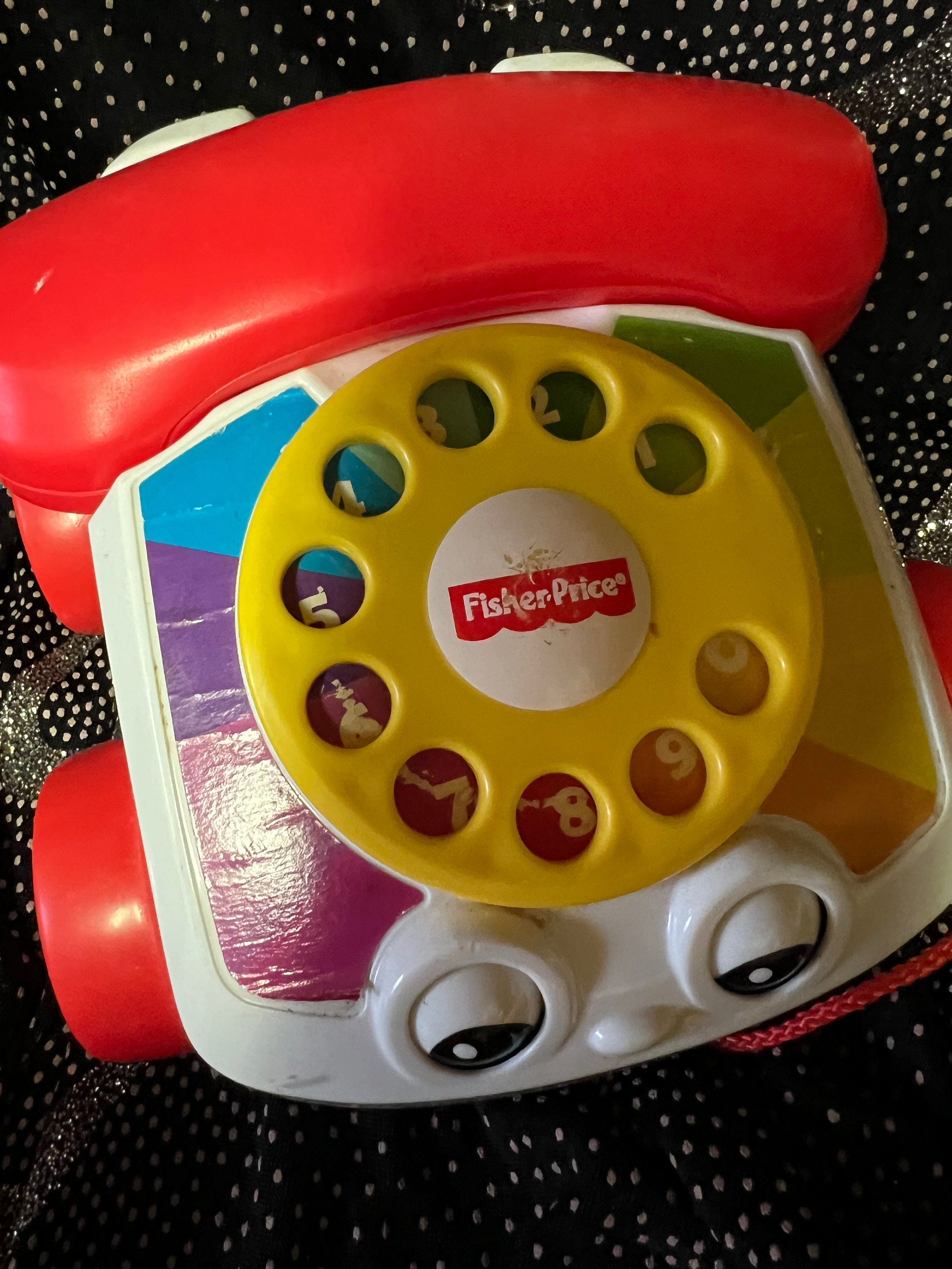 Vintage Fisher Price Pull Toy Telephone: Preschool Dial Phone on Wheels ...