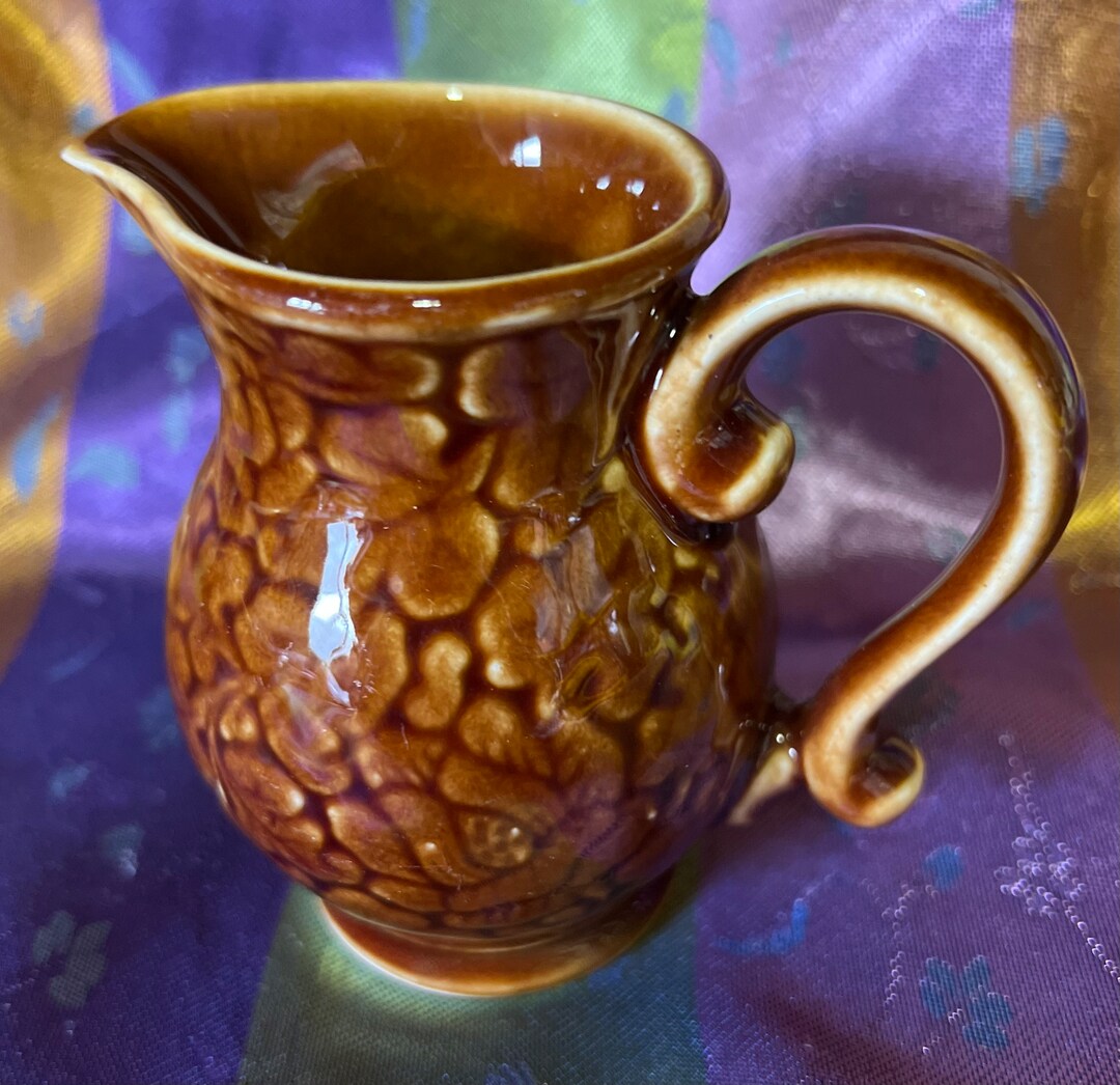 Vintage Pottery Vintage Milk Jug Small Jug Brown Glazed Pottery Small ...