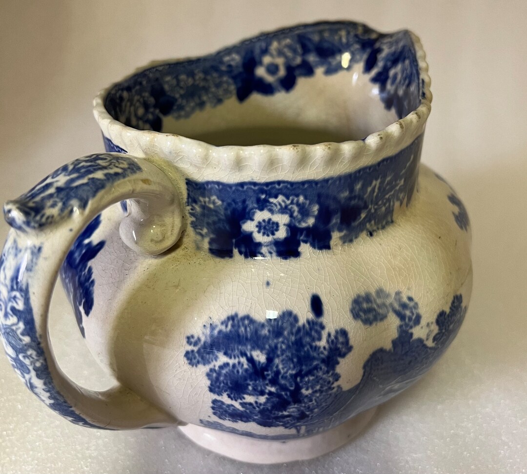 Antique Adams Blue & White Jug: Cattle Scenery, Vintage Prop - Etsy