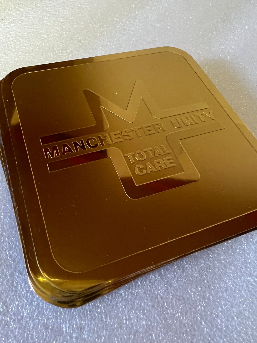 Manchester Unity Total Care Brass / Gold Tone Coasters Set of 6 Lovely ...