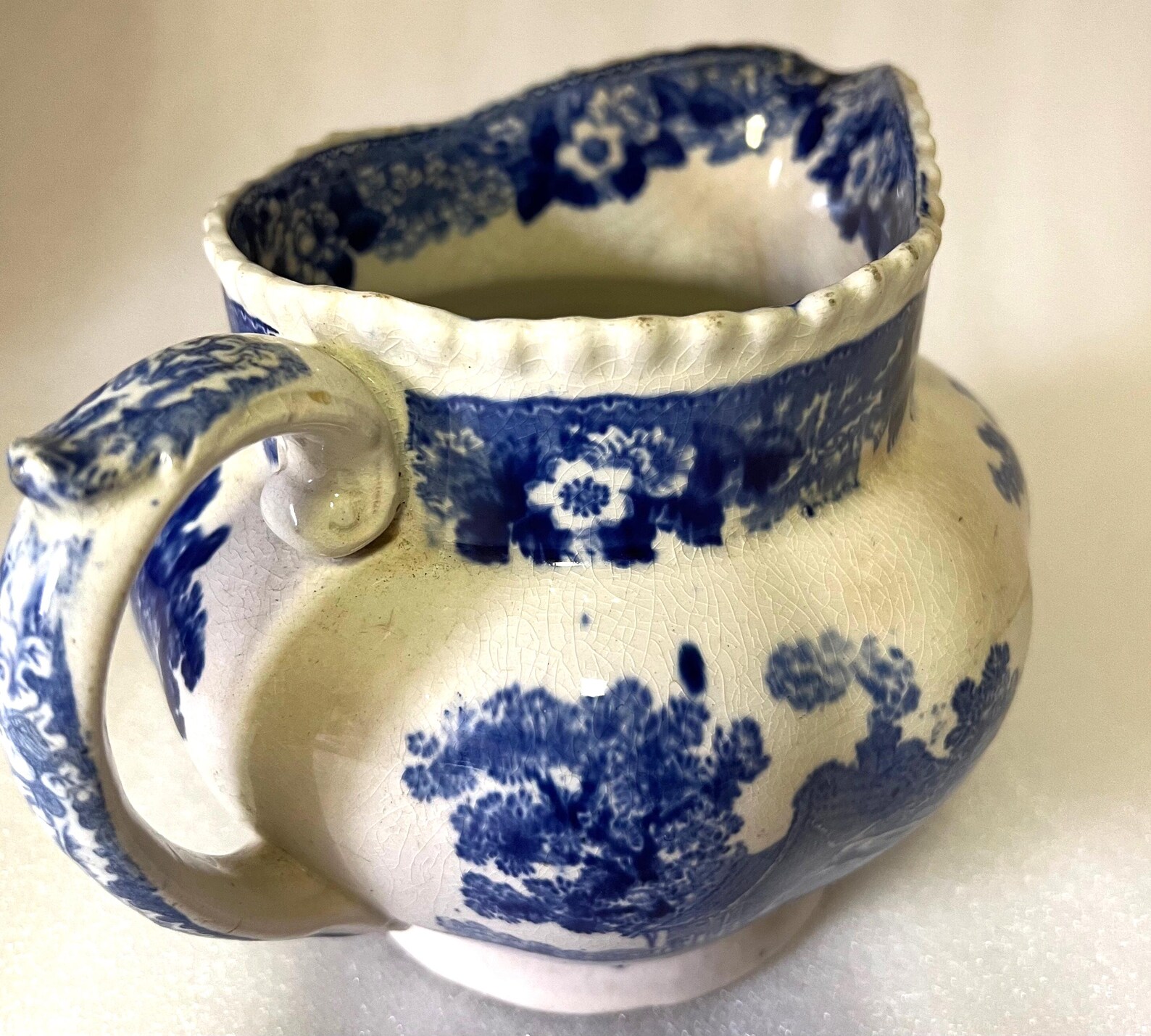 Antique Adams Blue White Jug 1890s 1920s Cattle Scene Vintage Prop ...