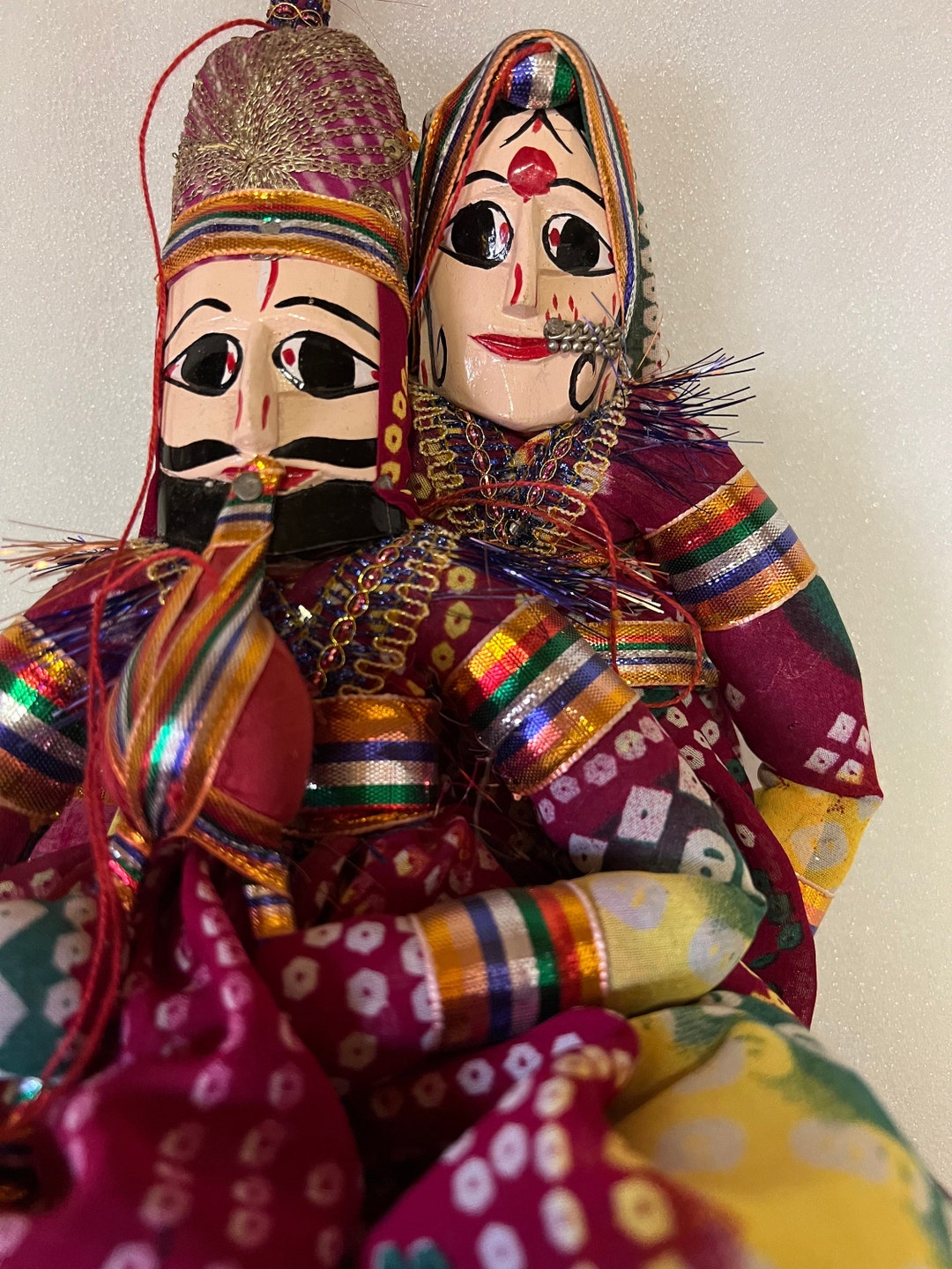Puppets Pair Asian Puppets Marionette Two Puppets Hand Painted 36 - 38 ...