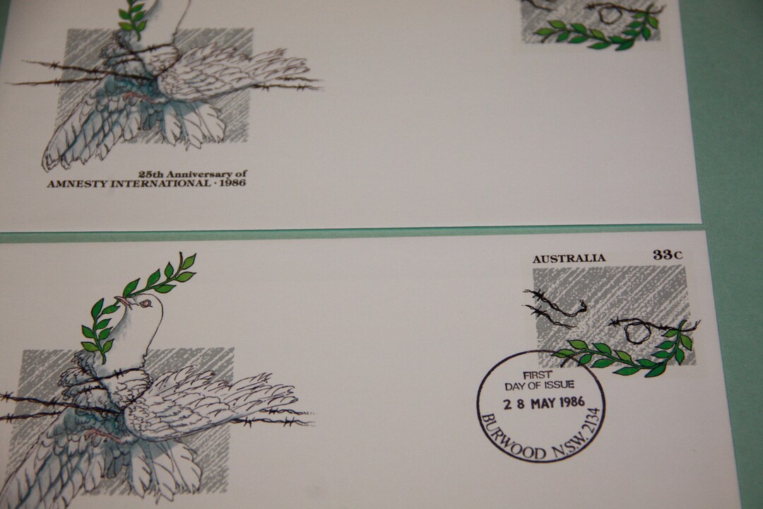 2 Australia Post Envelopes 1986 25th Anniversary of Amnesty - Etsy