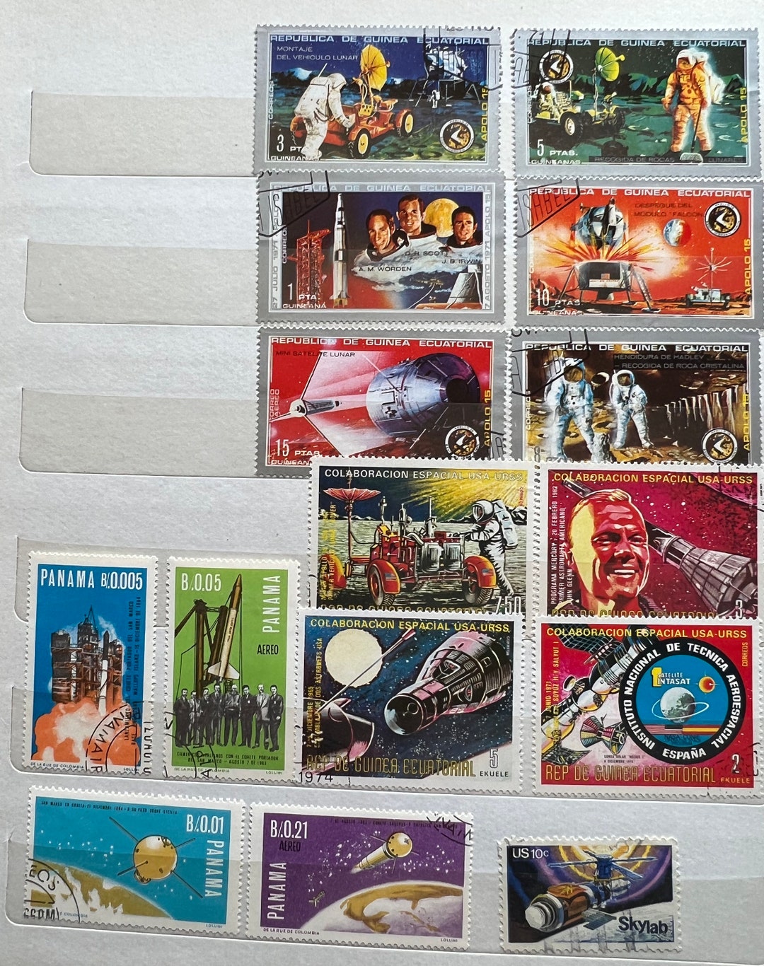 Stamp Collection of 15 Postage Stamps Space Astronauts Apollo Moon ...