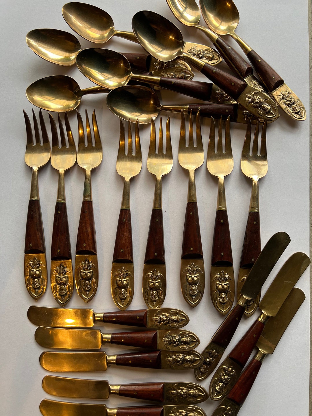 Juego de cubiertos de bronce hechos a mano dioses de bronce adornados ...