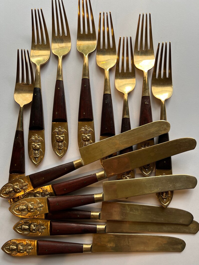 Juego de cubiertos de bronce hechos a mano dioses de bronce adornados ...